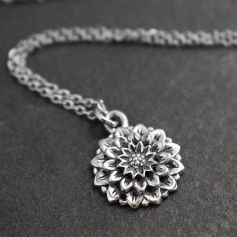Dahlia Necklace Flower Necklace Dahlia Jewelry Dahlia Pendant T