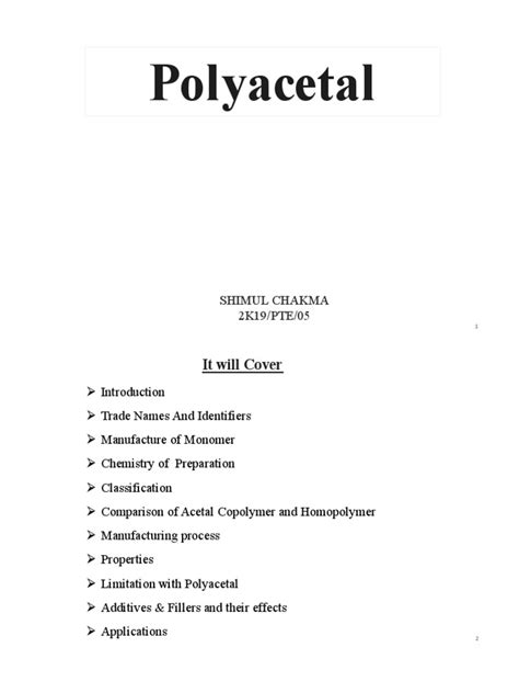 Polyacetal Pdf Polymers Chemistry