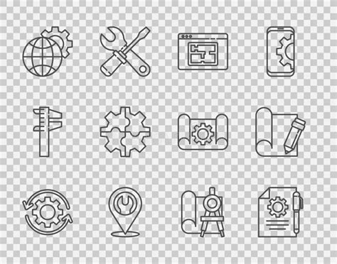 set line gear and arrows as workflow document settings pen house plan