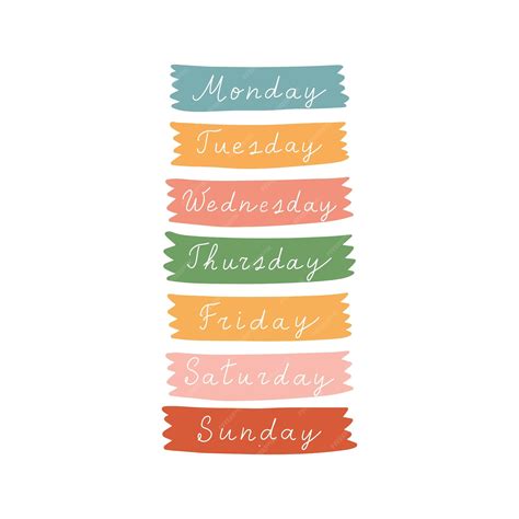 Premium Vector Cute Cursive Hand Written Days Of The Week Stickers