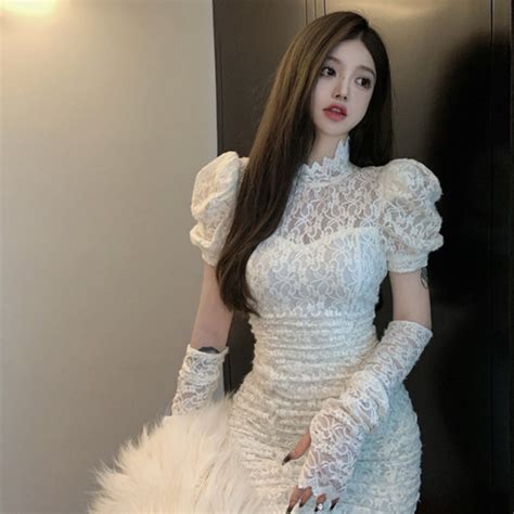 White Sexy Lace Dress Female Autumn High End Sense Skirt French