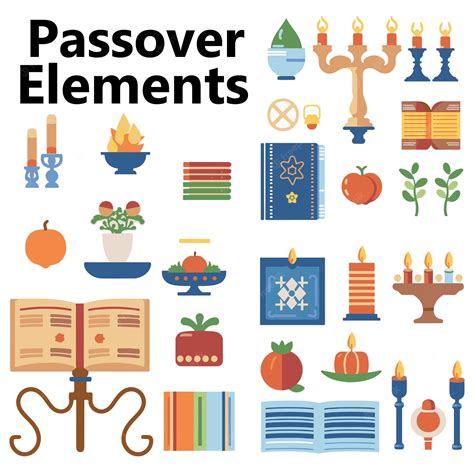 Premium Vector Flat Passover Elements Vector Illustration Set