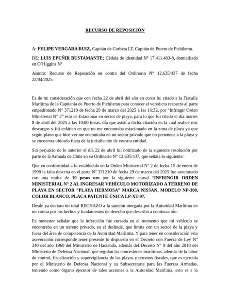 Recurso De Reposición Pdf Gobierno