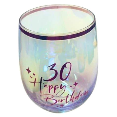 Happy Birthday 30th Pink Foil Stemless Wine Glass Big W