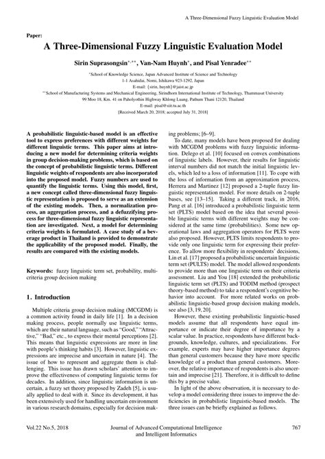 Pdf A Three Dimensional Fuzzy Linguistic Evaluation Model