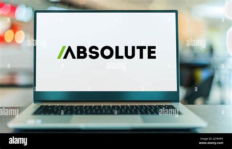 Poznan Pol Oct 1 2021 Laptop Computer Displaying Logo Of Absolute
