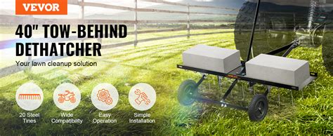 Vevor Tow Behind Dethatcher 1m Tow Dethatcher With 20 Spring Steel Tines Lawn Dethatcher Rake