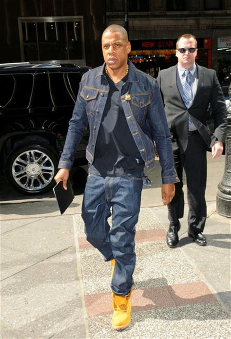 Spotted Stalked Scene Jay Z Heads To Work In Denim And Fresh Timbs Thejasminebrand