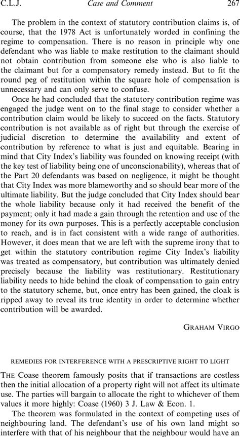 Remedies For Interference With A Prescriptive Right To Light The