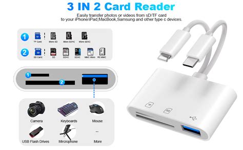 Loydia Sd Card Reader For Iphone 3 In 2 Usb C Microsd Card Reader Micro Sd To Type C Adapter