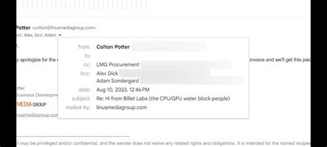 Colton Lmg Tried To Respond Back To Billet Labs Before Gn Video But Missed To Add Their Email