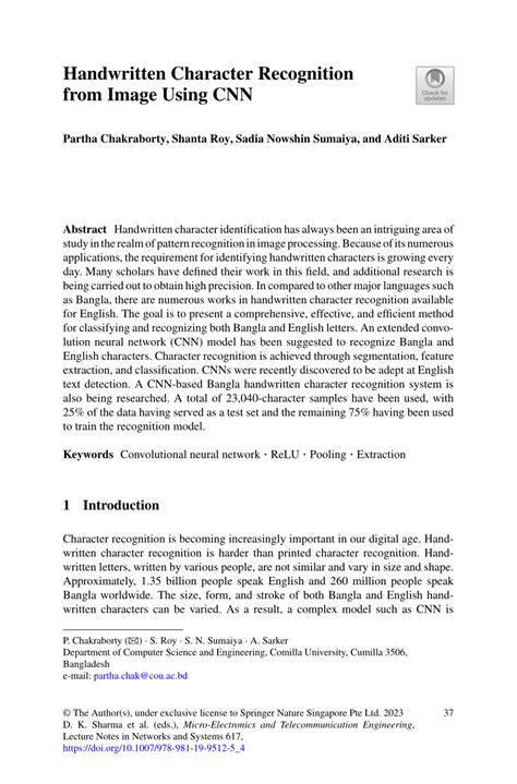 Pdf Handwritten Character Recognition From Image Using Cnn