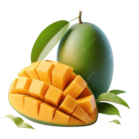 3d Mango Fruit And Cut Slice Composition Mango 3d Mango Fruit