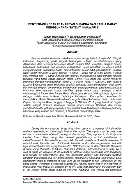 Pdf Identifikasi Kebakaran Hutan Di Papua Dan Papua Barat Menggunakan