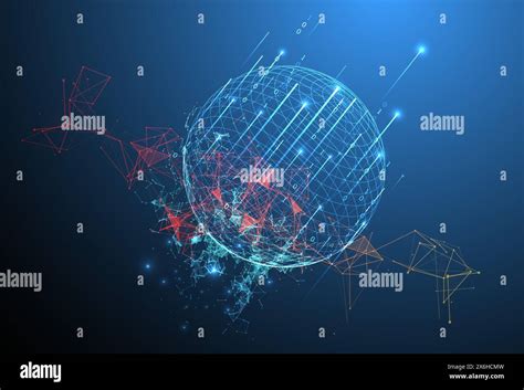 big data numeric sphere theme with connected lines in technology style