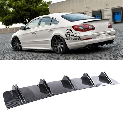 For Vw Passat Cc Carbon Fiber Rear Bumper Spoiler Splitter Lip Diffuser 10 Fin £2625 Picclick Uk