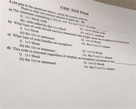 Solved Cisc 3115 Final 510 Pts In The Questions Below