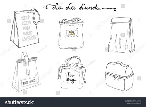 Lunch Boxes Lunch Bags Set La Stock Vector Royalty Free 1474942976