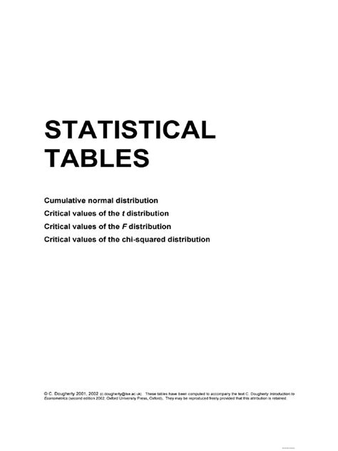 Statistical Table Pdf