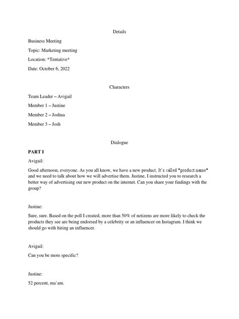 Business Meeting Script Pdf Opinion Poll Cyberspace