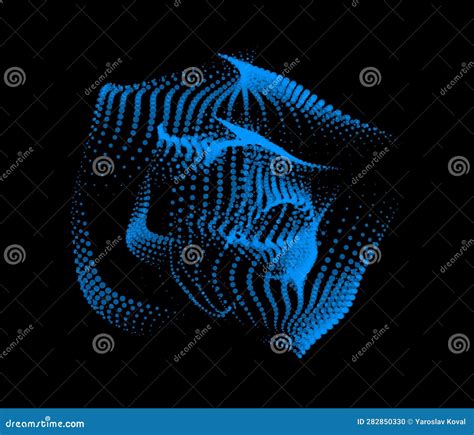D Dynamic Node Of Big Data Dots Science Wave Infinity Sinusoid Line From Particles Swirl Hill