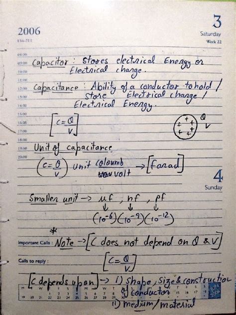 Capacitance Short Revision Notes Pdf