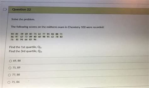Solved Solve the problem. The following scores on the | Chegg.com
