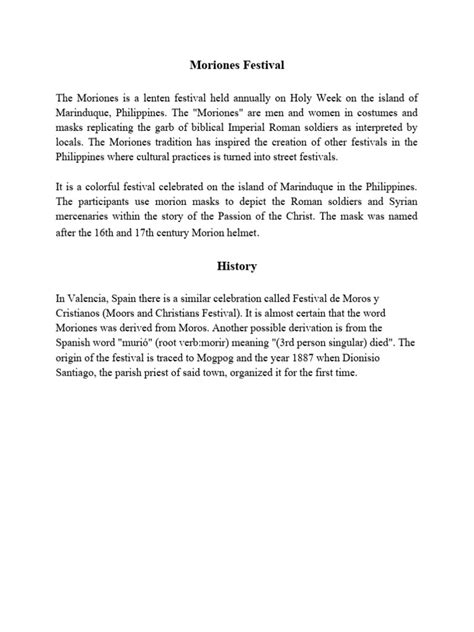 Moriones Festival Pdf