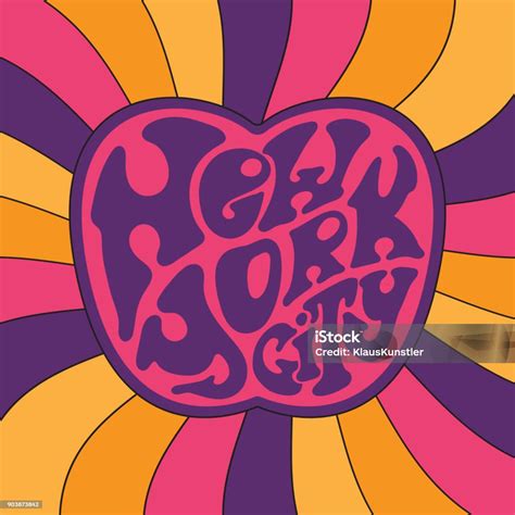 New York City Ecriture Classique Psychédélique Années 60 Et 70 Vecteurs Libres De Droits Et Plus