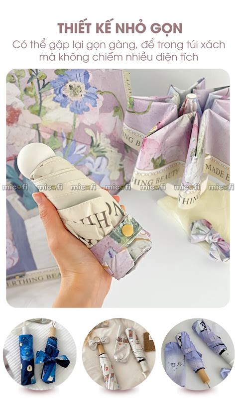 Ô Che Mưa Micofi Dù Gấp Gọn Che Nắng Mưa Cute Chống Tia Uv Xếp Tự Động