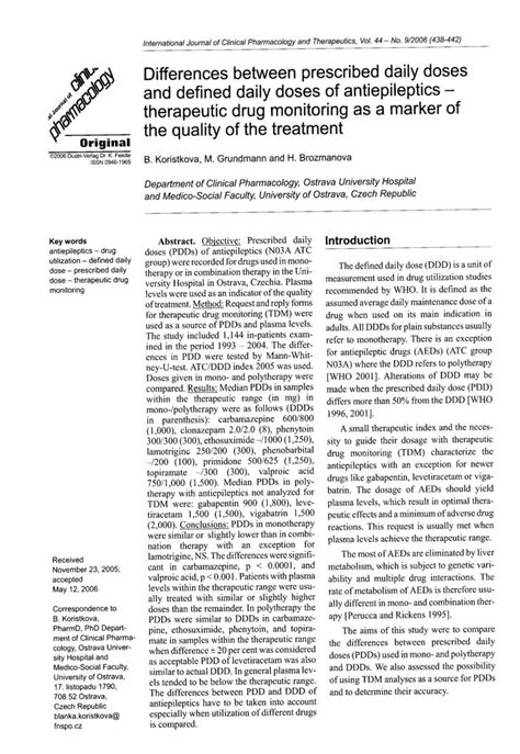 Pdf Differences Between Prescribed Daily Doses And Defined Daily