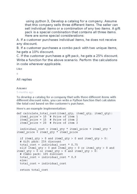 Cs 1101 Assignment 2 Using Python 3 Develop A Catalog For A Company