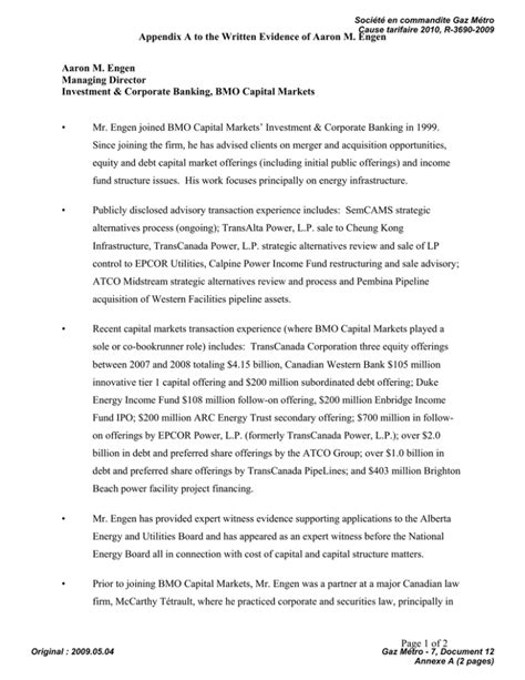 Appendix A To The Written Evidence Of Aaron M Engen