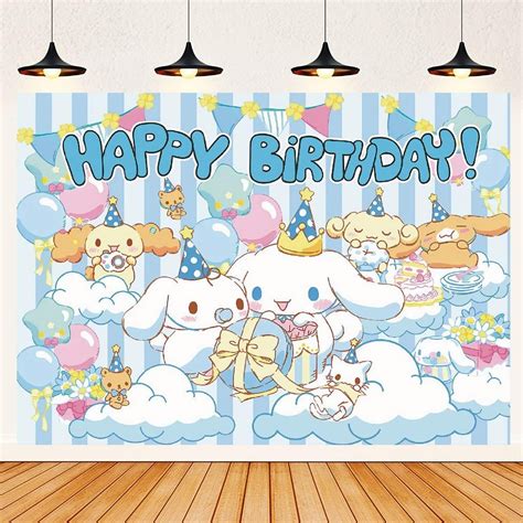 Cinnamoroll Birthday Banner Backdrop Cloth Party Decoration Cartoon