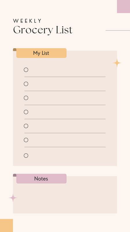 Page 5 Free Printable And Customizable Grocery List Templates Canva