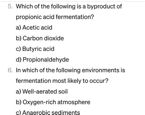 Solved Which Of The Following Is A Byproduct Of Propionic