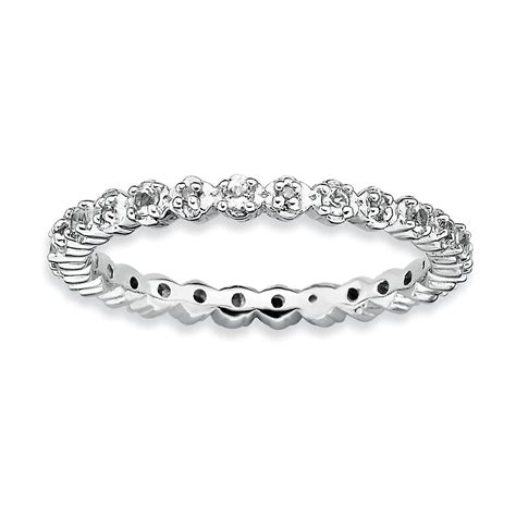 925 Sterling Silver Polished Prong Set Stackable Expressions White