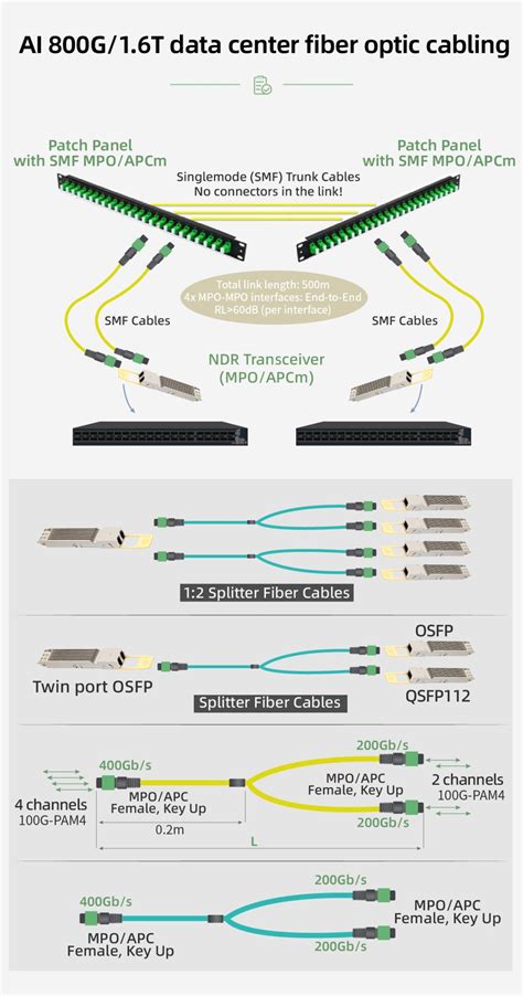 Ai 800g 1 6t Data Center Mpo Fiber Cabling Solution For Next Gen Data