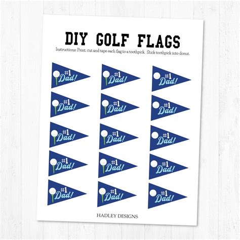 Diy Fathers Day Golf Flags Template Printable Donut Tags Golfer Worksheets Library