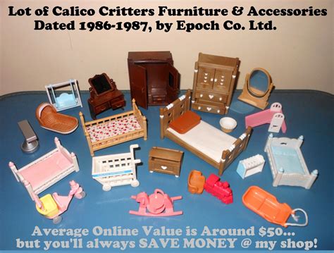 Value Lot Of 1980s Calico Critters Dollhouse Furniture And Accessories