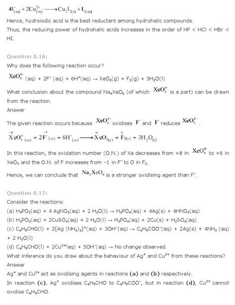 Redox Reactions Class 11 Chemistry Ncert Solutions