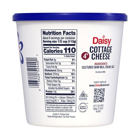 Daisy Pure And Natural Classic 4 Milkfat Small Curd Cottage Cheese