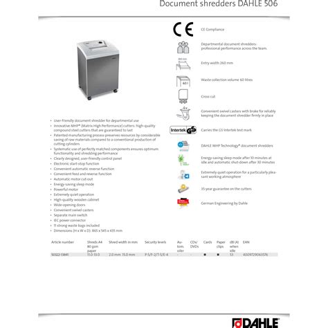 Dahle Office Paper Shredder P5 60l Cross Cut School Depot Nz