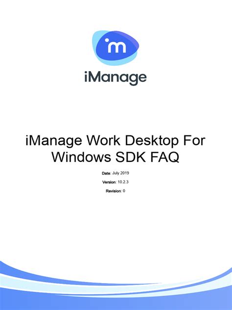 Imanage Work Desktop For Windows Sdk Faq 1023 Pdf License Copyright