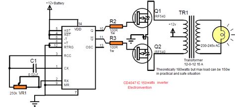 Inverter Circuit Using Cd4047 150 Watts