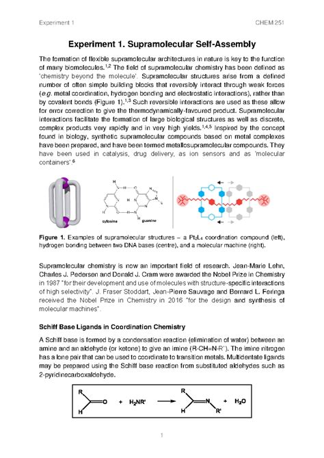 2024 Chem251 Exp 1 Supramolecular Self Assembly V2 Experiment 1