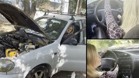 Blonde Anastasia Trying To Start Grey Lanos Anastasiaadventures