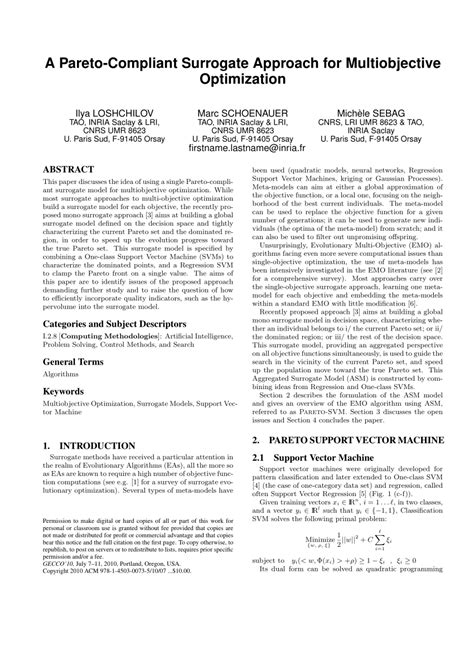 PDF A Pareto Compliant Surrogate Approach For Multiobjective Optimization