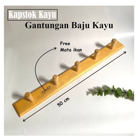 Jual Kapstok Kayu 5 Kait Minimalis Gantungan Baju Kayu Hook Cantolan Baju Hanger Baju 5 Kait