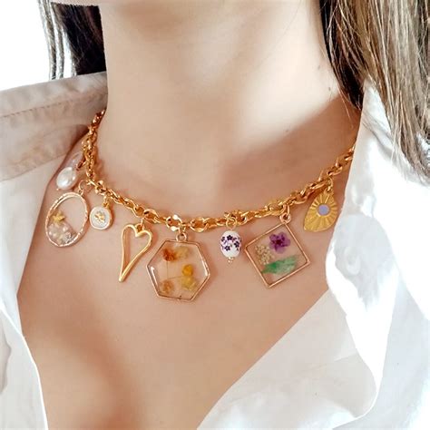 Vintage Statement Charm Necklace Custom Gold Charm Necklace Pick Your